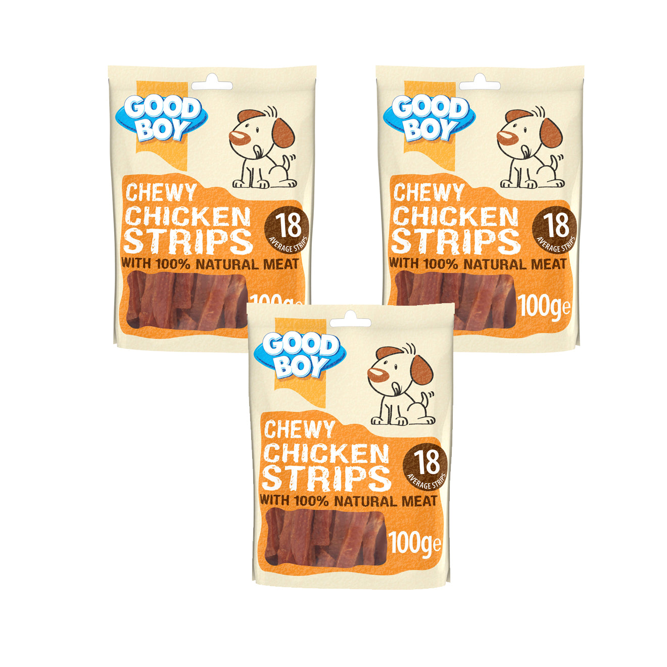 Good Boy Pawsley Chewy Chicken Strips 100g Dog Treats